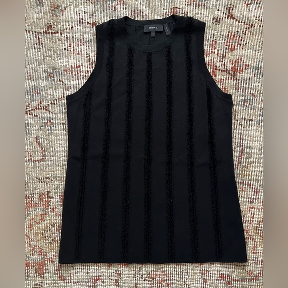 Theory | Tops | Theory Black Monochromatic Striped Tank Nylonviscose ...